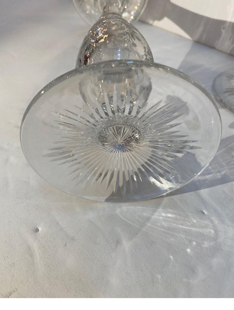 Pair of Antique Sinclair Glass Engraved Candlesticks, circa 1910 For ...