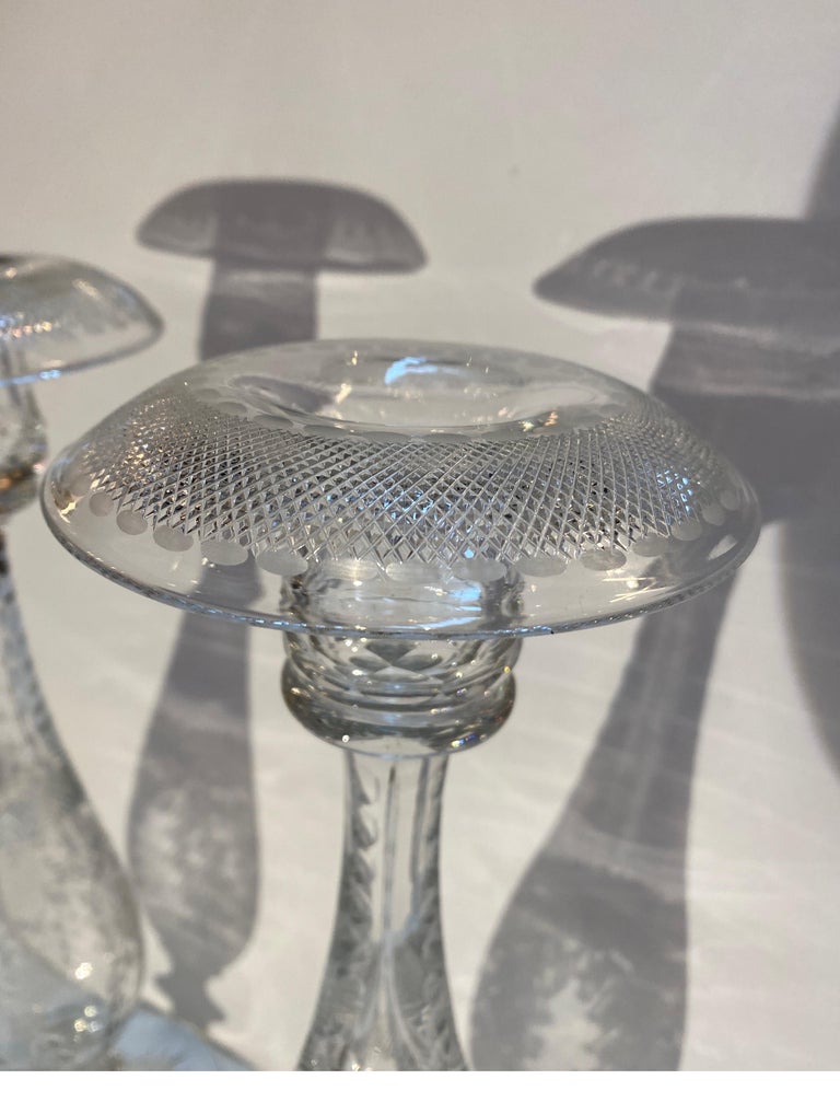 Pair of Antique Sinclair Glass Engraved Candlesticks, circa 1910 For ...
