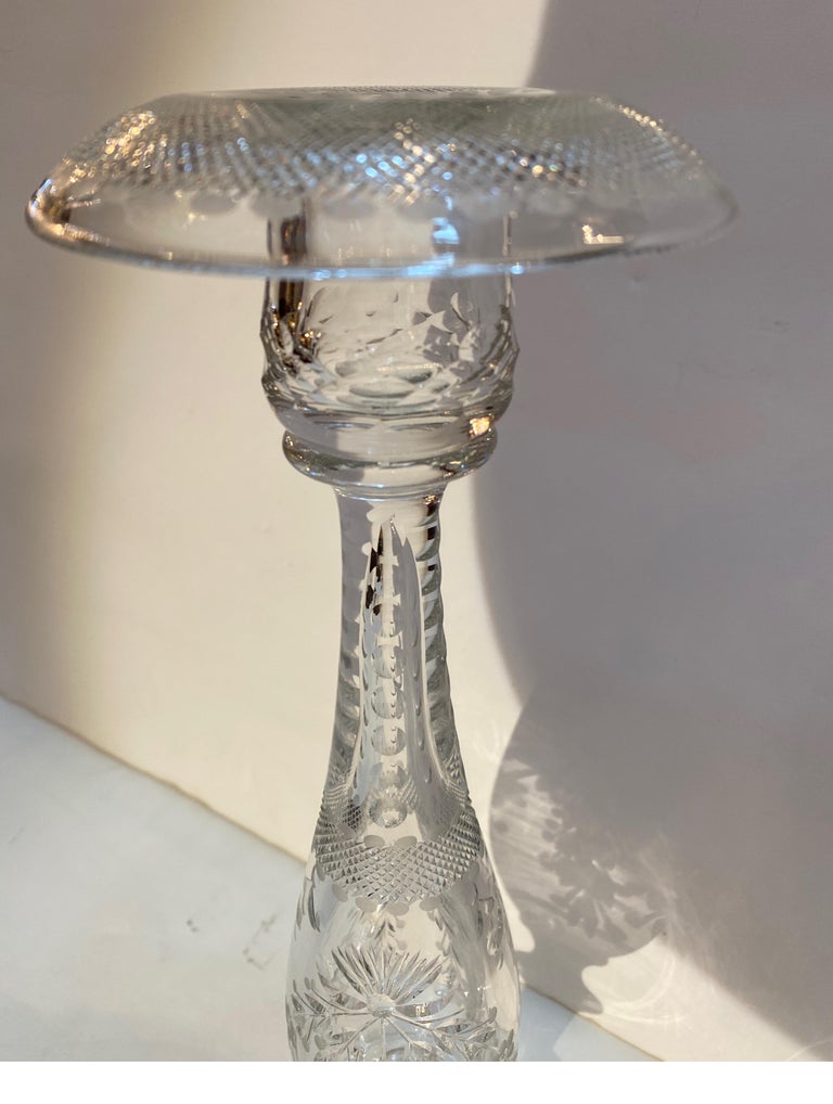 Pair of Antique Sinclair Glass Engraved Candlesticks, circa 1910 For ...