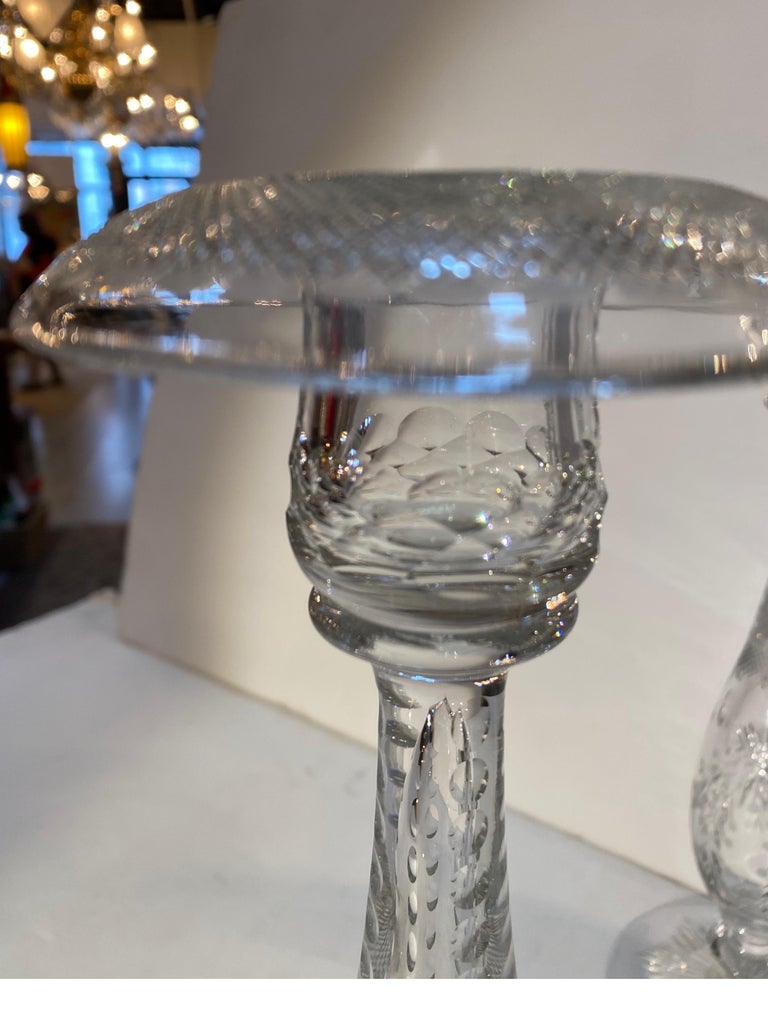 Pair of Antique Sinclair Glass Engraved Candlesticks, circa 1910 For ...