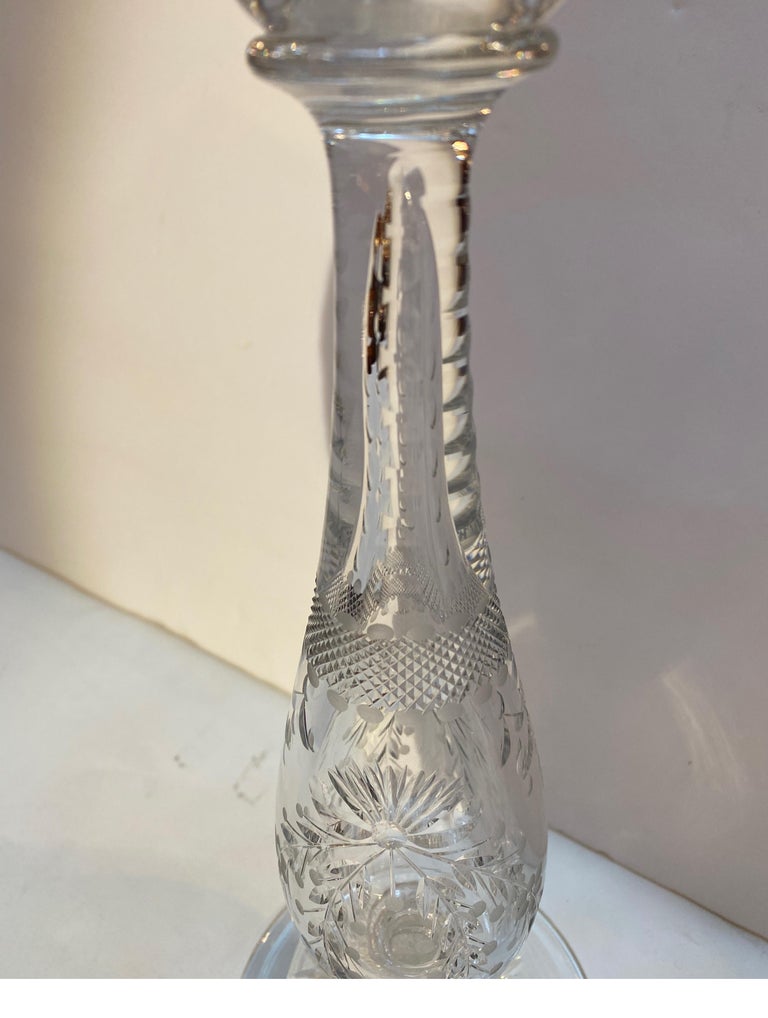 Pair of Antique Sinclair Glass Engraved Candlesticks, circa 1910 For ...