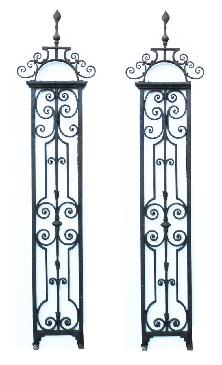Pair of Antique Wrought Iron Gate Posts or Piers For Sale at 1stDibs
