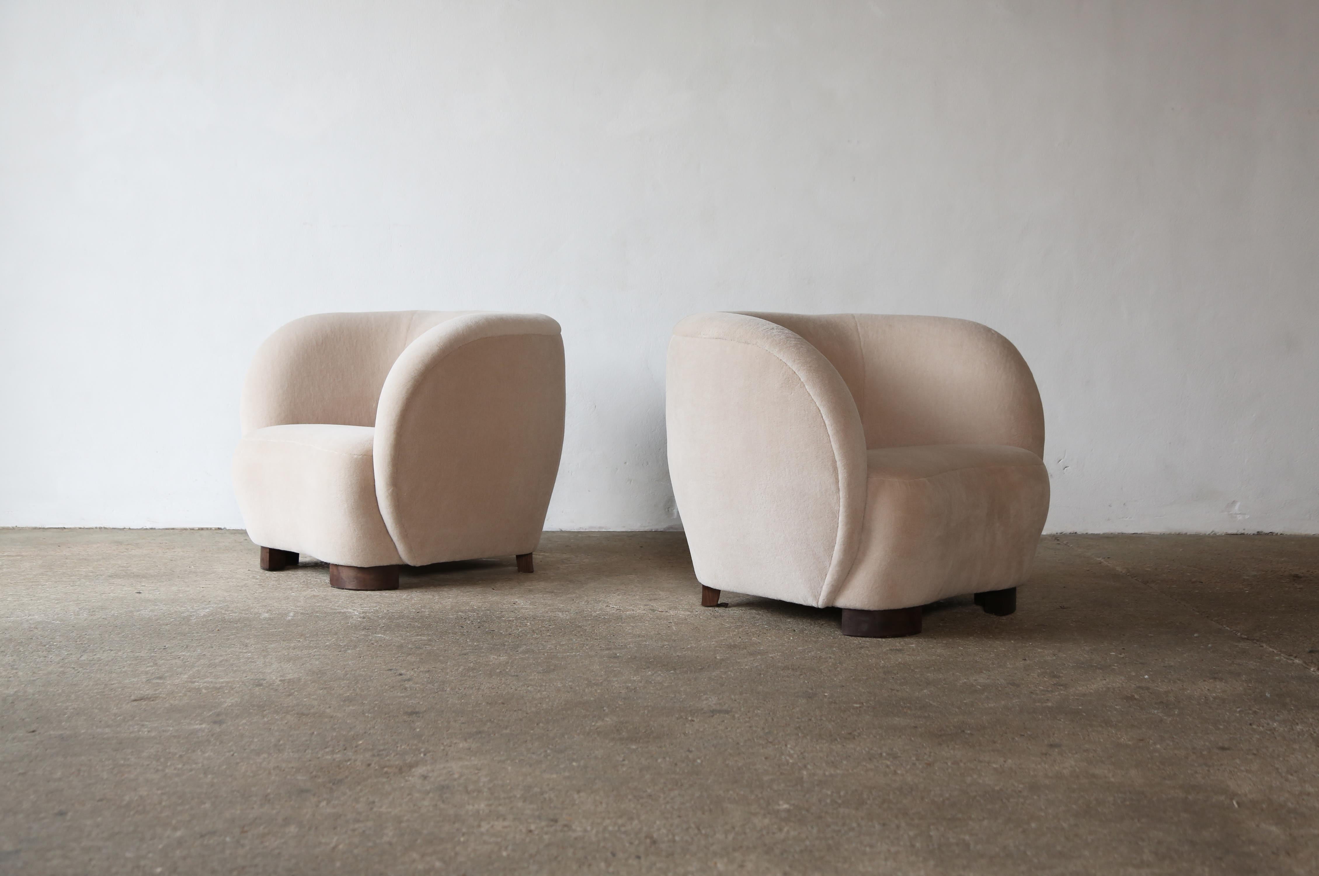 A Pair of Armchairs in Pure Alpaca Upholstery For Sale at 1stDibs