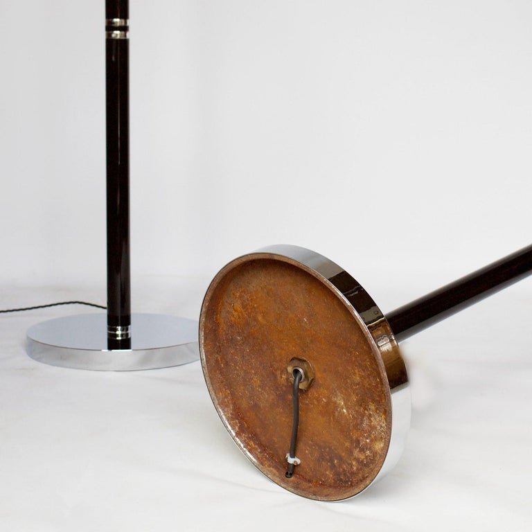 Pair of Art Deco Black Bakelite and Chromed Metal Uplighter Floor Lamps ...