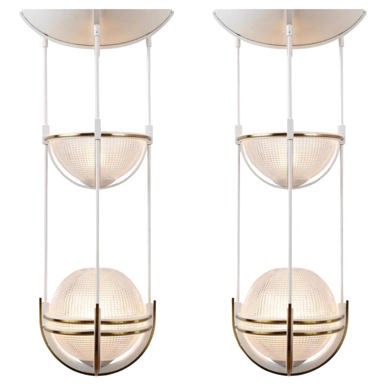 Pair of Art Deco Style Holophane Globular Glass Pendant Ceiling Lights ...