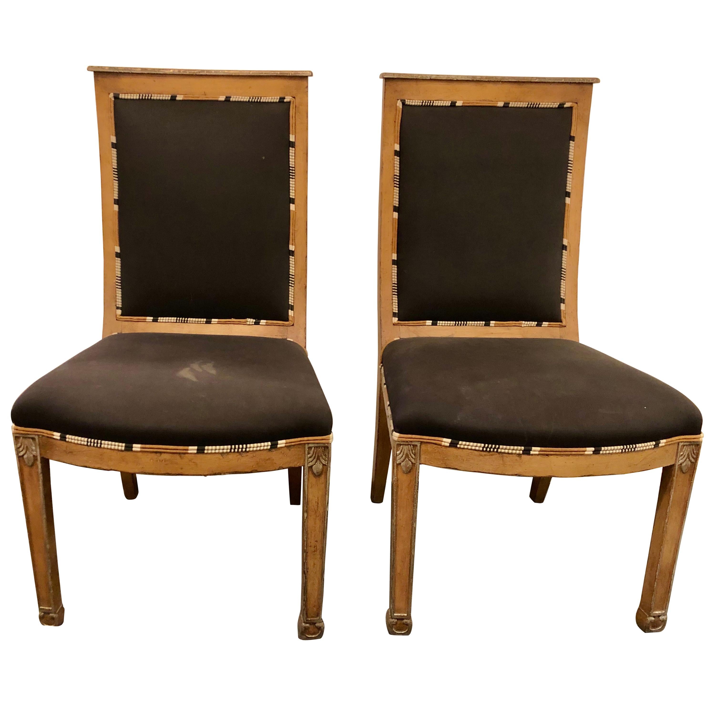 Pair of Chinoiserie Lacquered Decorated Side / Desk Chairs at 1stDibs