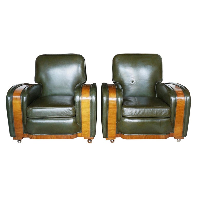 Pair of Art Deco Tank Chairs Attributed to Heal's of London at 1stDibs