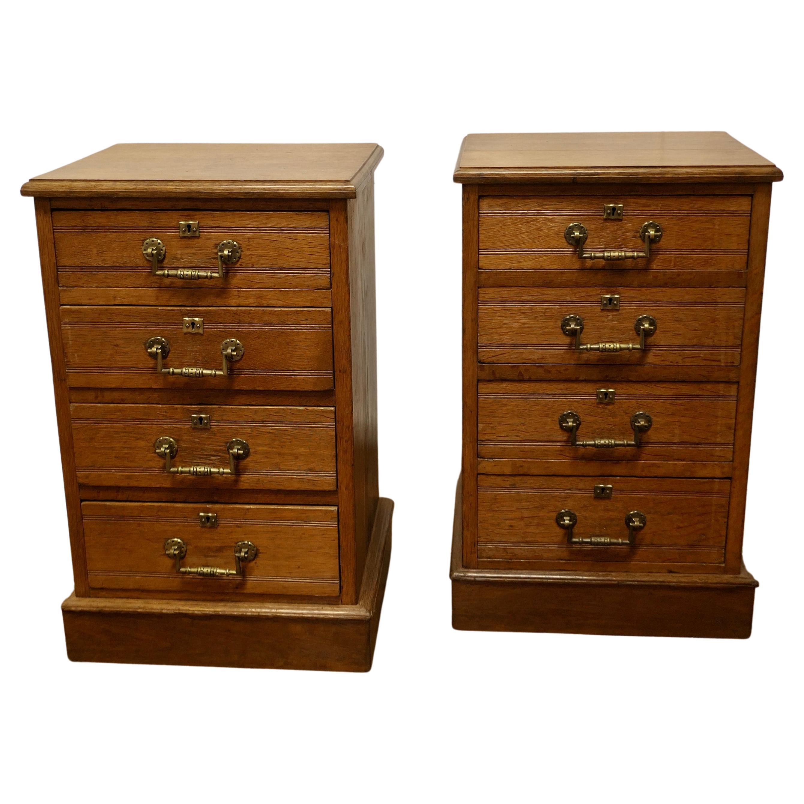 A Pair of Arts and Crafts 4 Drawer Chest of Drawers, Night Tables For ...