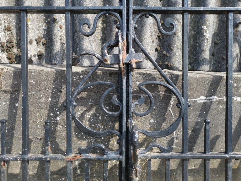 Pair of Arts and Crafts Hand Forged Iron Gates with Sweeping Top Rails ...