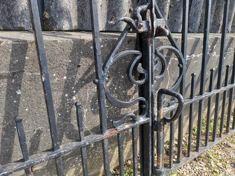 Pair of Arts and Crafts Hand Forged Iron Gates with Sweeping Top Rails ...