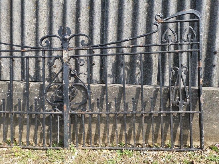 Pair of Arts and Crafts Hand Forged Iron Gates with Sweeping Top Rails ...