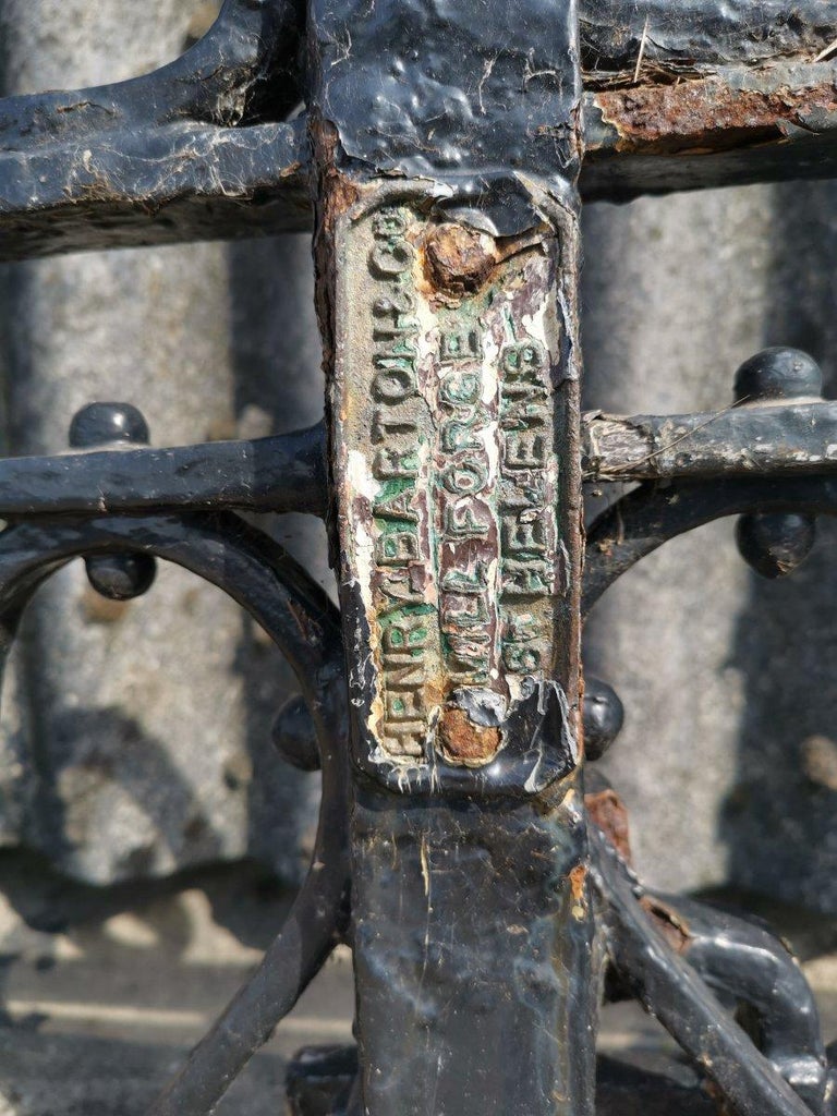 Pair of Arts and Crafts Hand Forged Iron Gates with Sweeping Top Rails ...