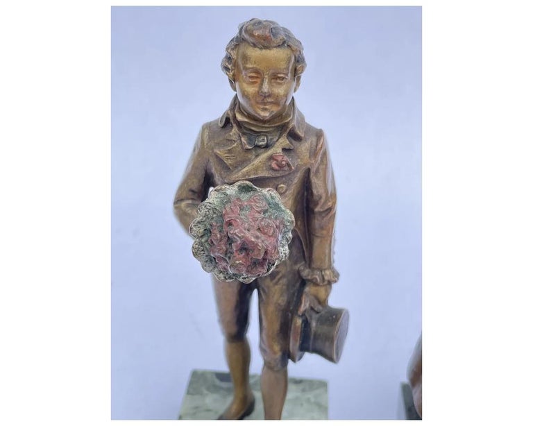Pair of Austrian Vienna Bronze Figures Lovers Statues For Sale at 1stDibs