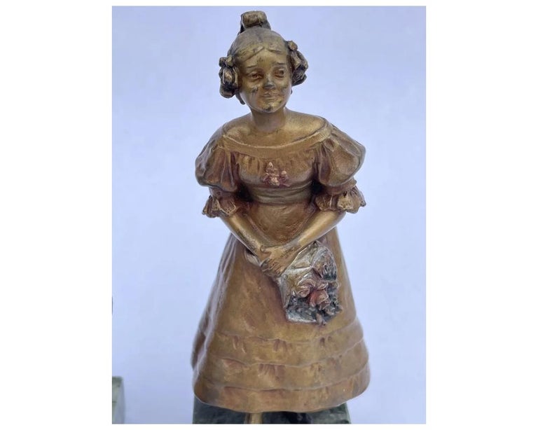 Pair of Austrian Vienna Bronze Figures Lovers Statues For Sale at 1stDibs