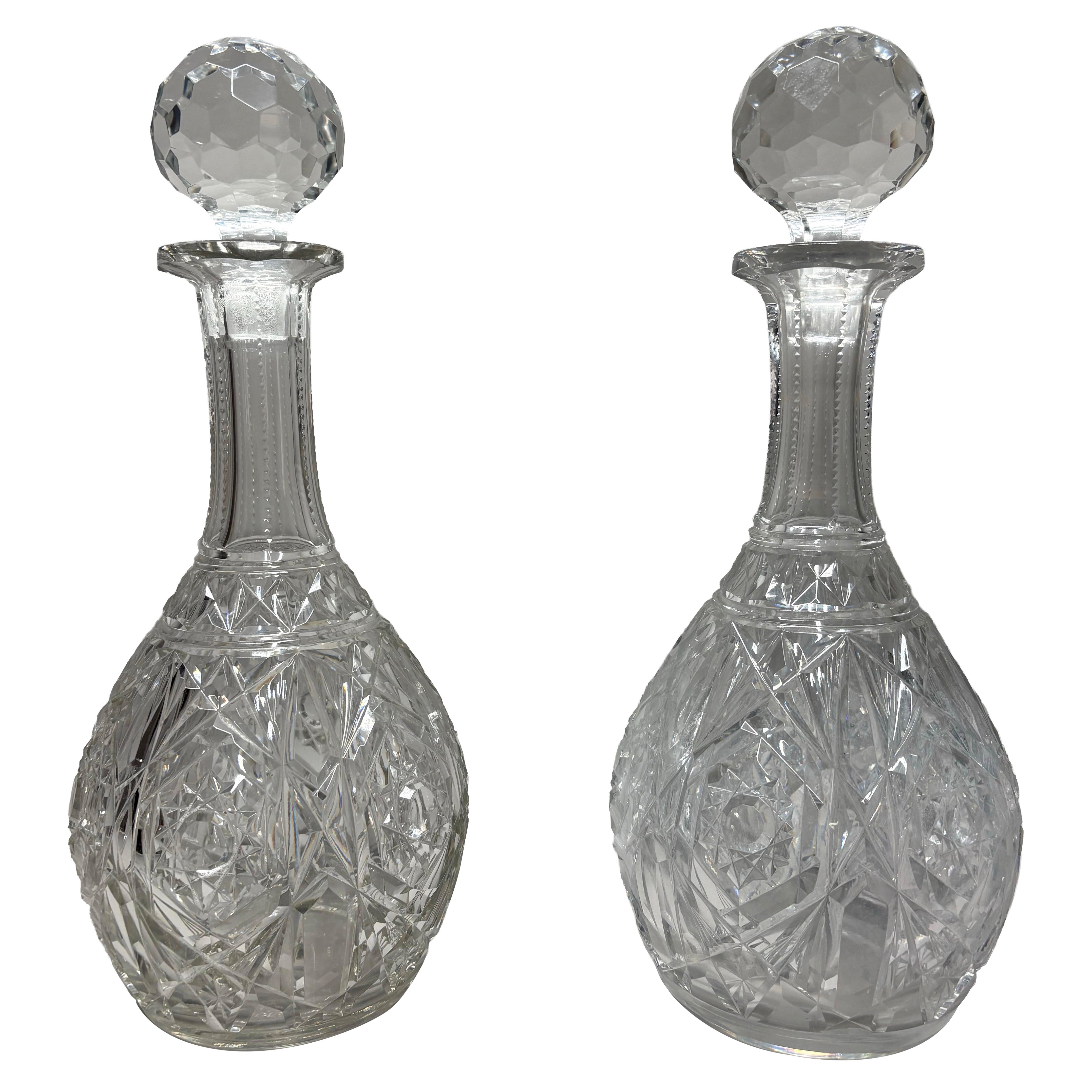 Pair of French Etched Crystal Bedside Water Glasses Top Removes to ...
