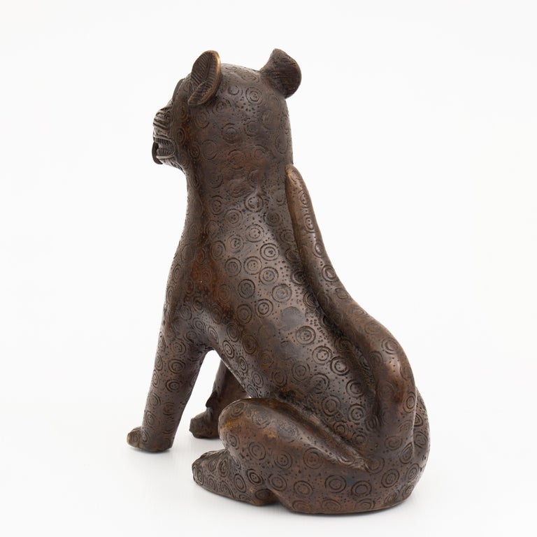 Pair of Benin Bronze Leopards, circa 1920s-1940s at 1stDibs