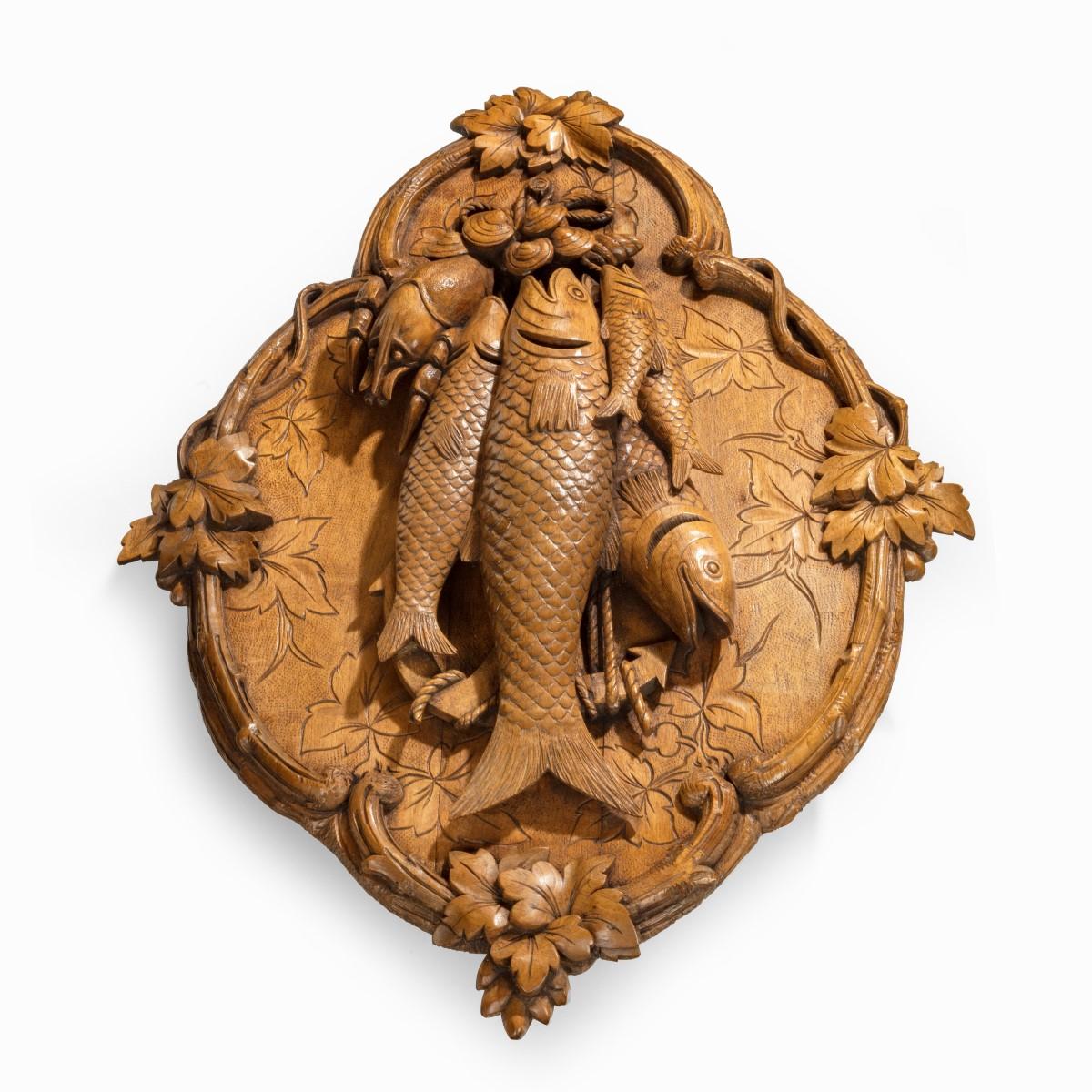 Pair of ‘Black Forest’ Walnut Game Plaques Attributed to Johann Flück ...