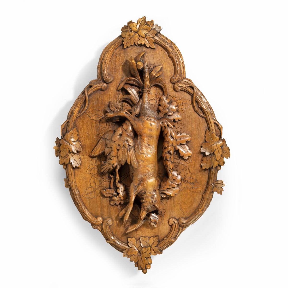 Pair of ‘Black Forest’ Walnut Game Plaques Attributed to Johann Flück ...