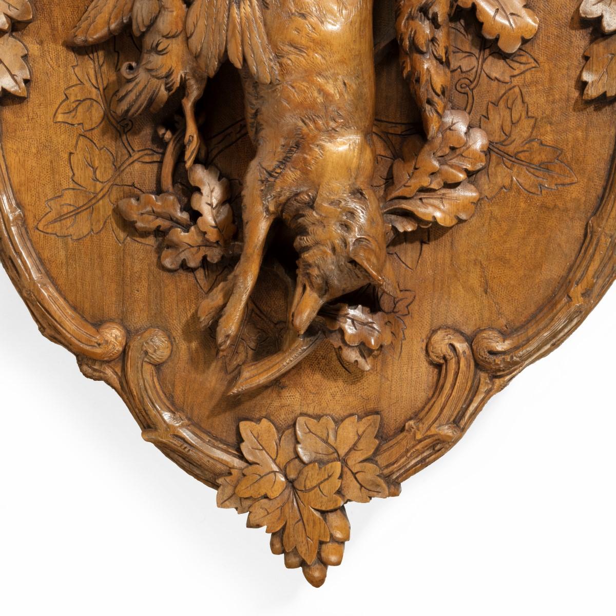 Pair of ‘Black Forest’ Walnut Game Plaques Attributed to Johann Flück ...