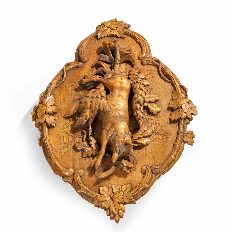 Pair of ‘Black Forest’ Walnut Game Plaques Attributed to Johann Flück ...