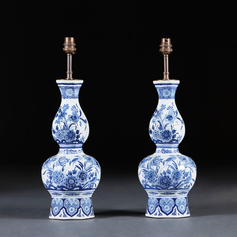 Pair of Blue and White Delft Vases as Table Lamps For Sale at 1stDibs