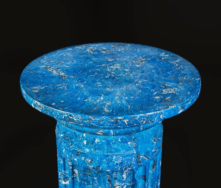 A Pair of Blue Scagliola Columns For Sale at 1stDibs