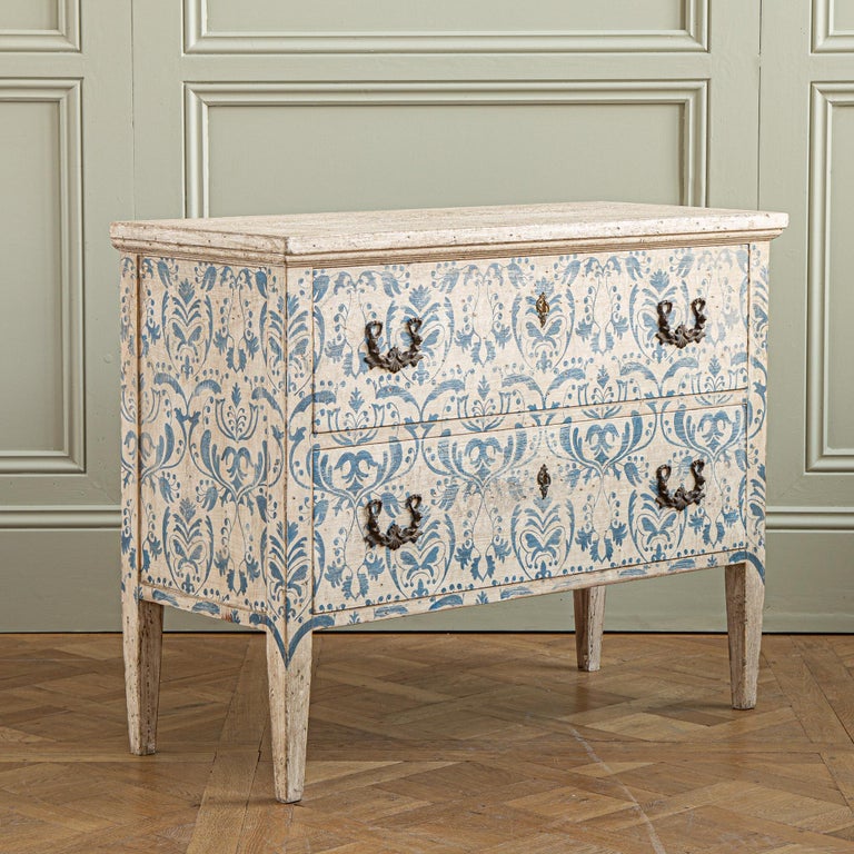 Pair of Blue/White Hand Painted Italian Chests of Drawers / Commodes ...