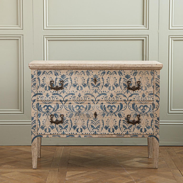 Pair of Blue/White Hand Painted Italian Chests of Drawers / Commodes ...