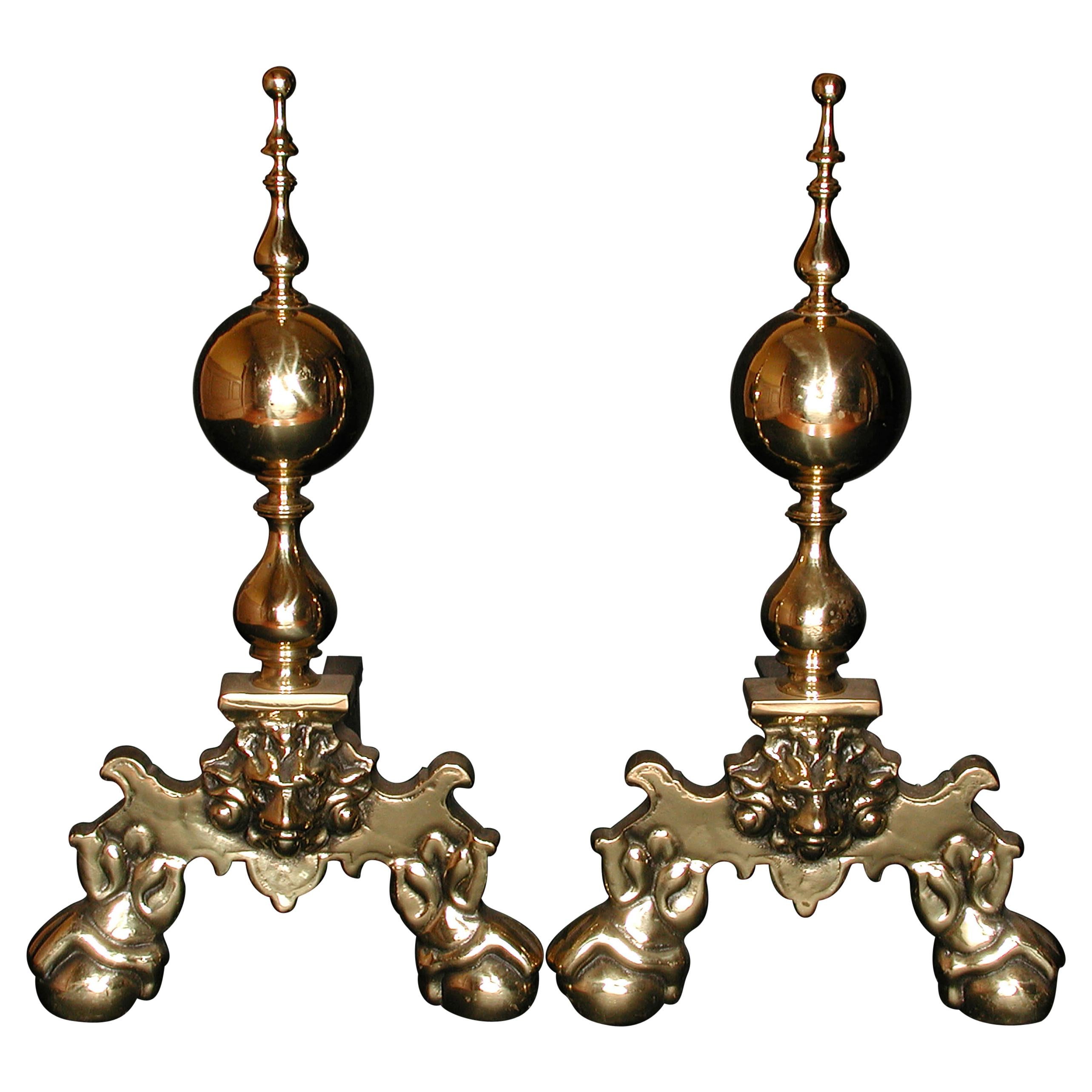 Pair of Tall Stylized Siamese Cat Midcentury Brass Andirons For Sale at ...