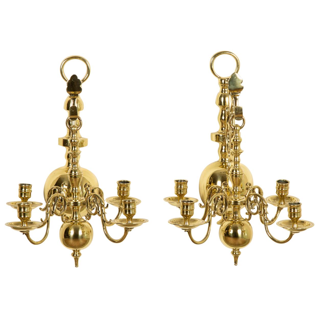 Pair of Probably Russian Three-Branch Wall Lights, circa 1900 at 1stDibs