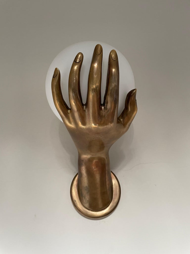 Pair of Brass Hand Wall Lights For Sale at 1stDibs