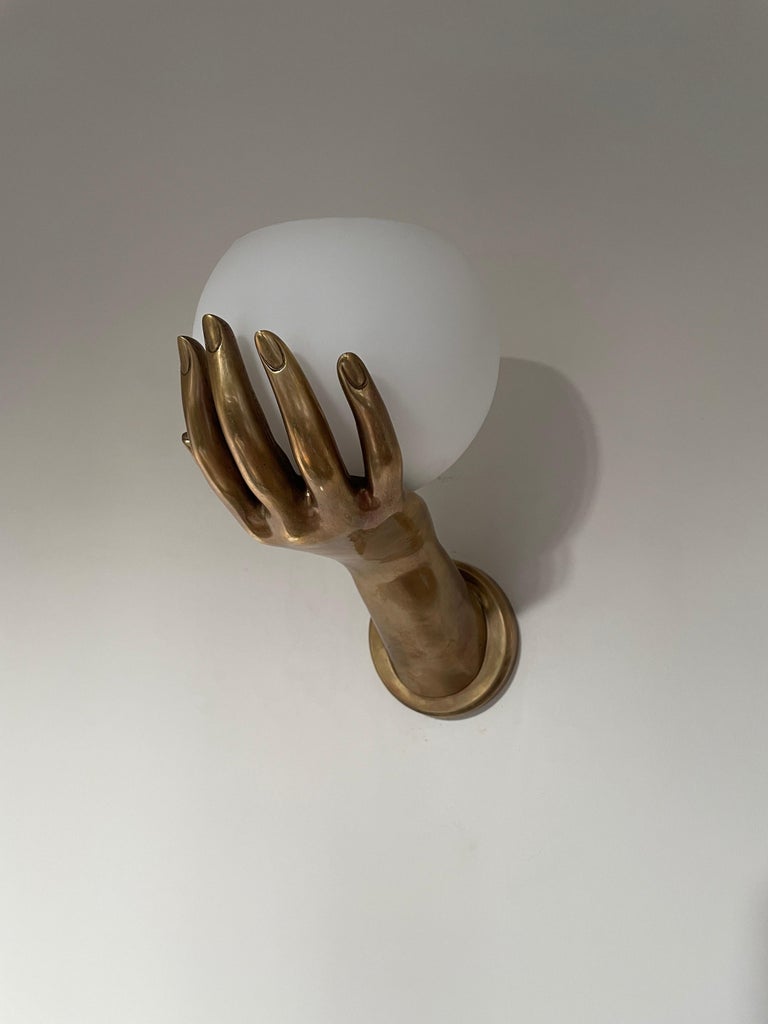 Pair Of Brass Hand Wall Lights For Sale At 1stdibs
