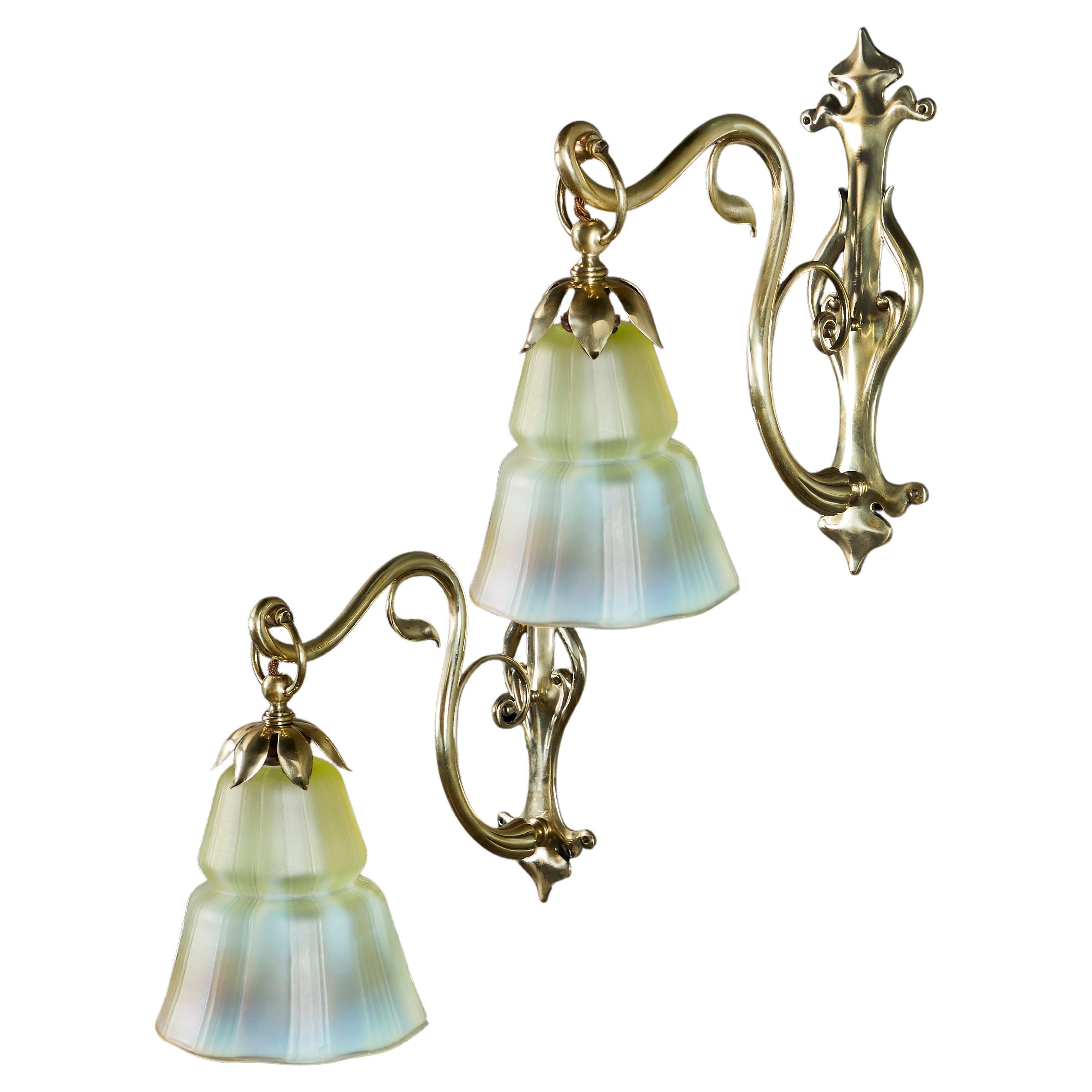 Pair of Brass Wall Lights by W.A.S. Benson For Sale at 1stDibs