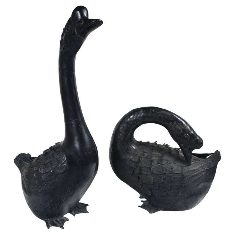 Pair of Bronze Geese For Sale at 1stDibs