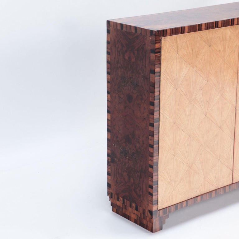 Pair of Burl Walnut and Rosewood Inlaid Cabinets, Contemporary For Sale ...