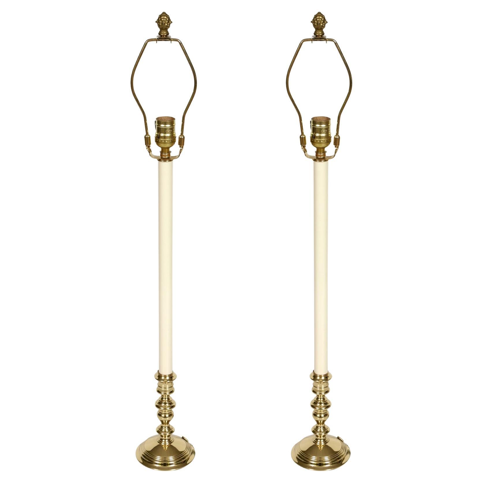 Pair of Royal Worcester Candlestick Lamps For Sale at 1stDibs