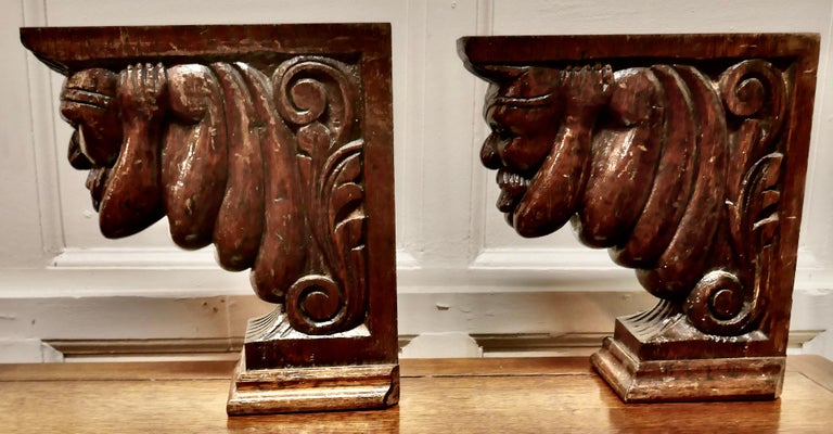 A Pair of Carved Oak Wall Brackets Caryatid Guardians at 1stDibs