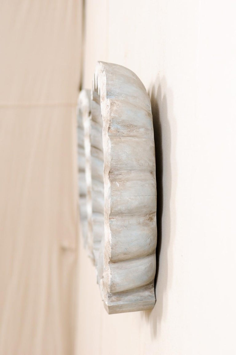 Pair of Carved Wood Wall Plaques in Beautiful Clam Shell Design at 1stDibs