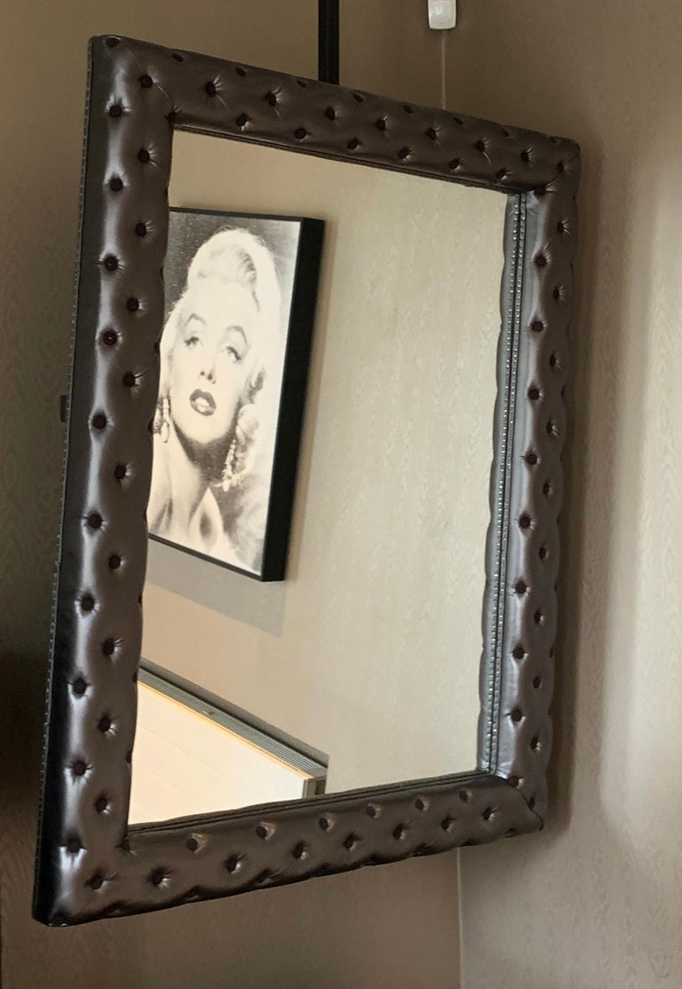 Chesterfield Style Ceiling Hung Deep Buttoned Mirrors in Grey Silk ...