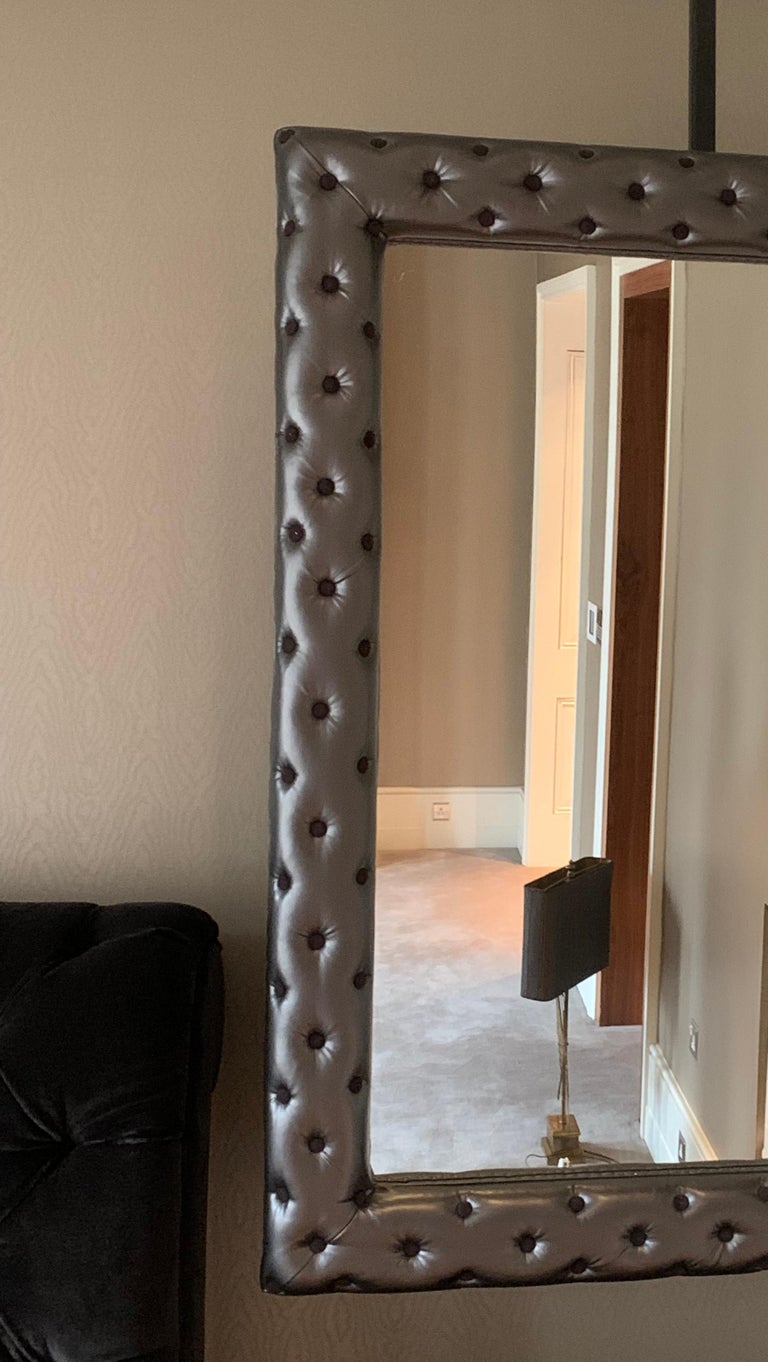 Chesterfield Style Ceiling Hung Deep Buttoned Mirrors in Grey Silk ...