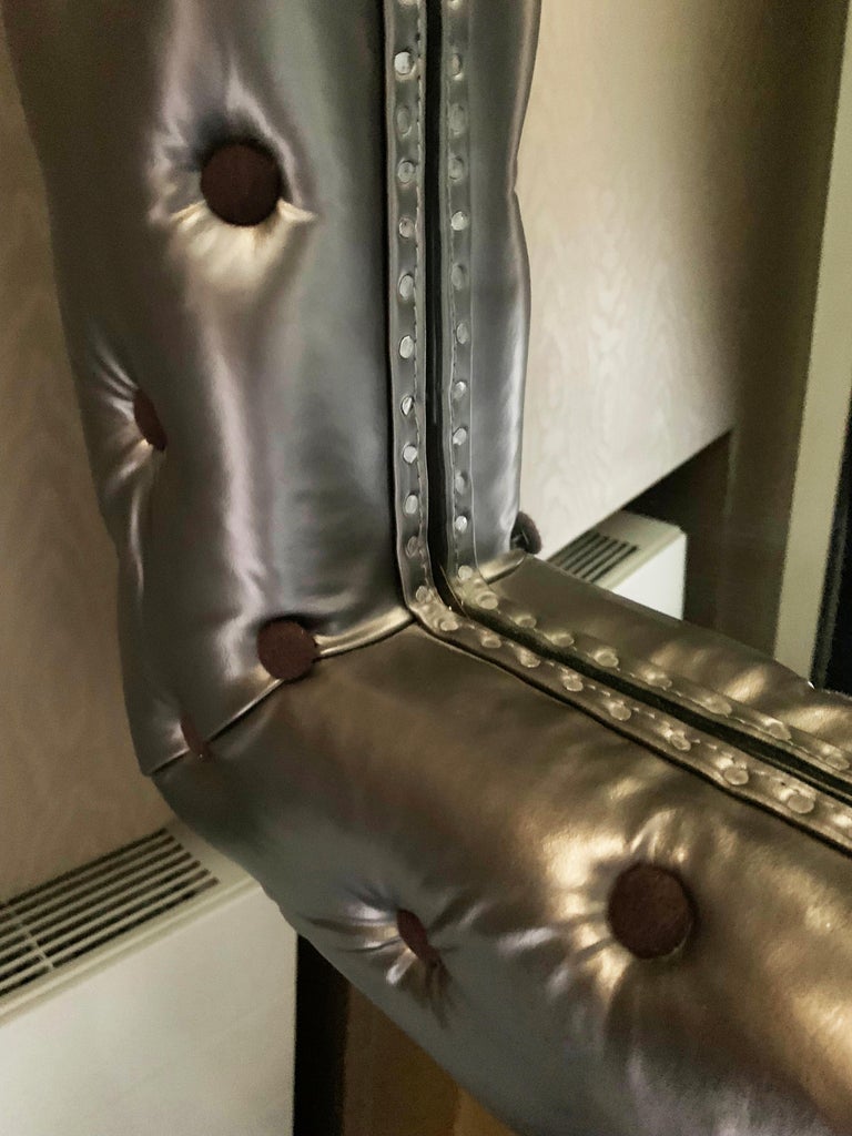 Chesterfield Style Ceiling Hung Deep Buttoned Mirrors in Grey Silk ...