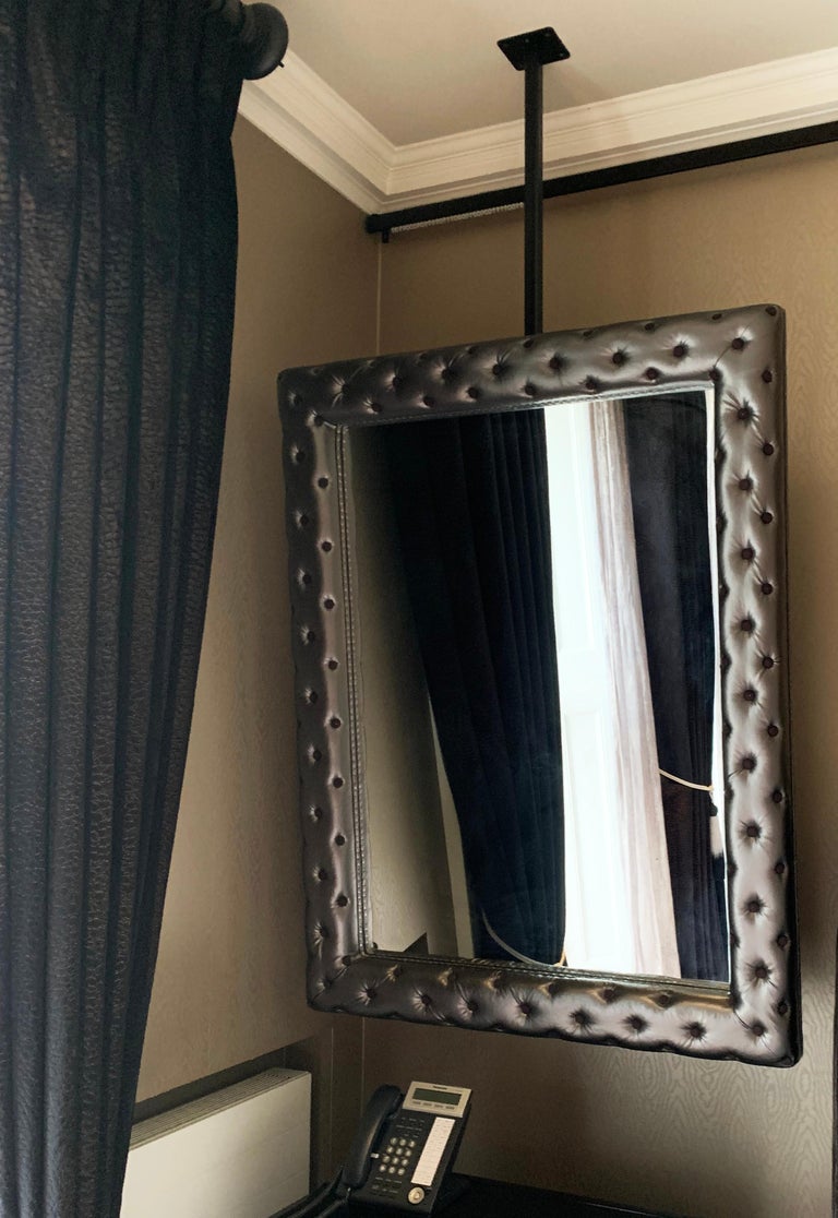 Chesterfield Style Ceiling Hung Deep Buttoned Mirrors in Grey Silk ...