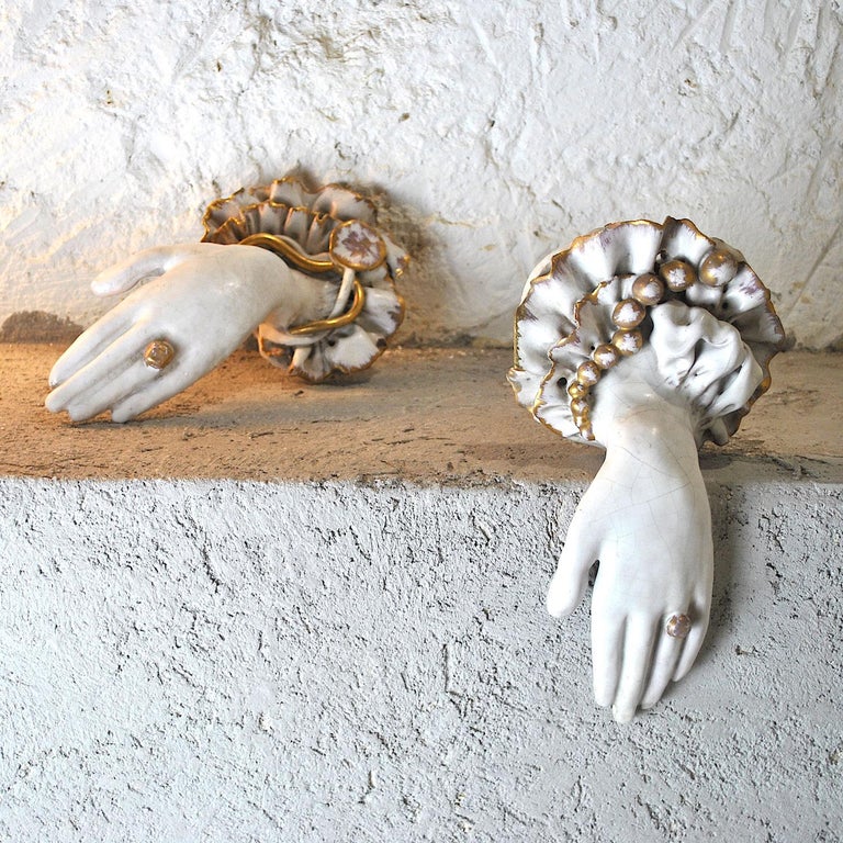 Pair of Ceramic Hands 1920s in Art Deco For Sale at 1stDibs