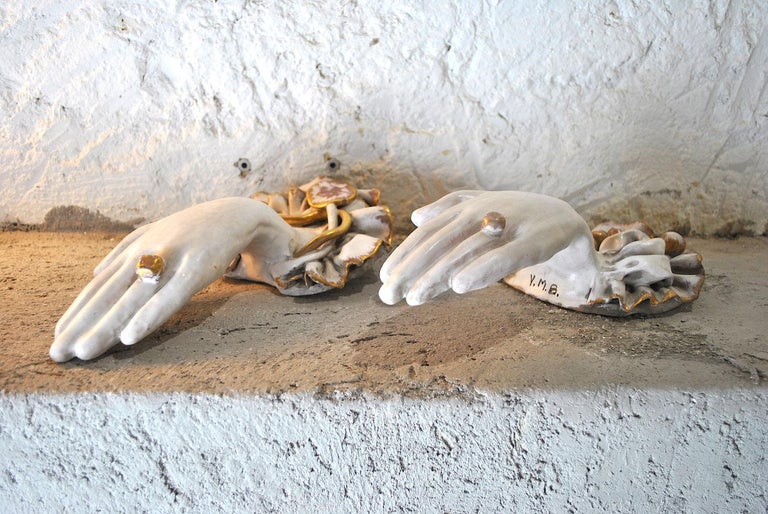Pair of Ceramic Hands 1920s in Art Deco For Sale at 1stDibs