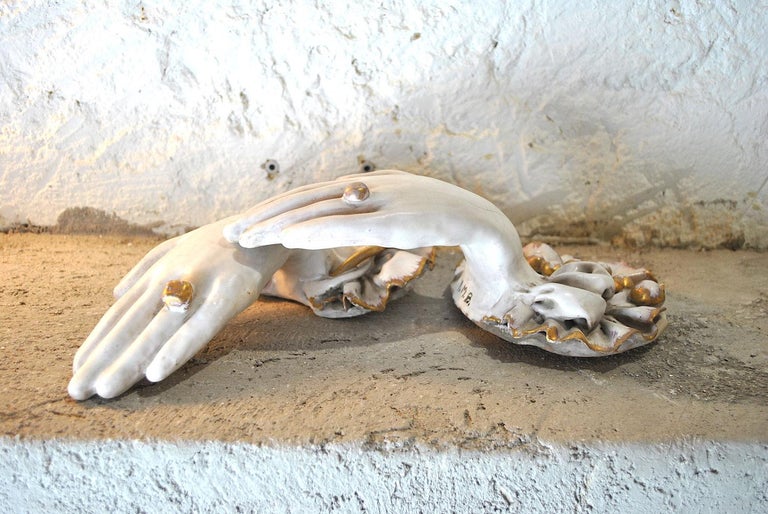 Pair of Ceramic Hands 1920s in Art Deco For Sale at 1stDibs