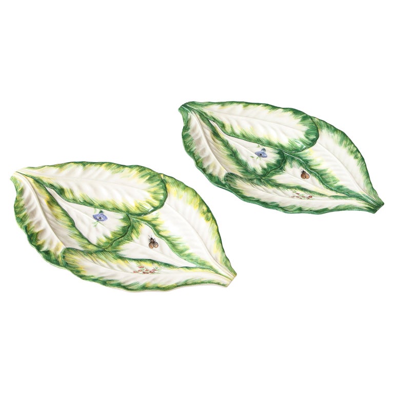Pair of Ceramic Leaf-Form Plates at 1stDibs