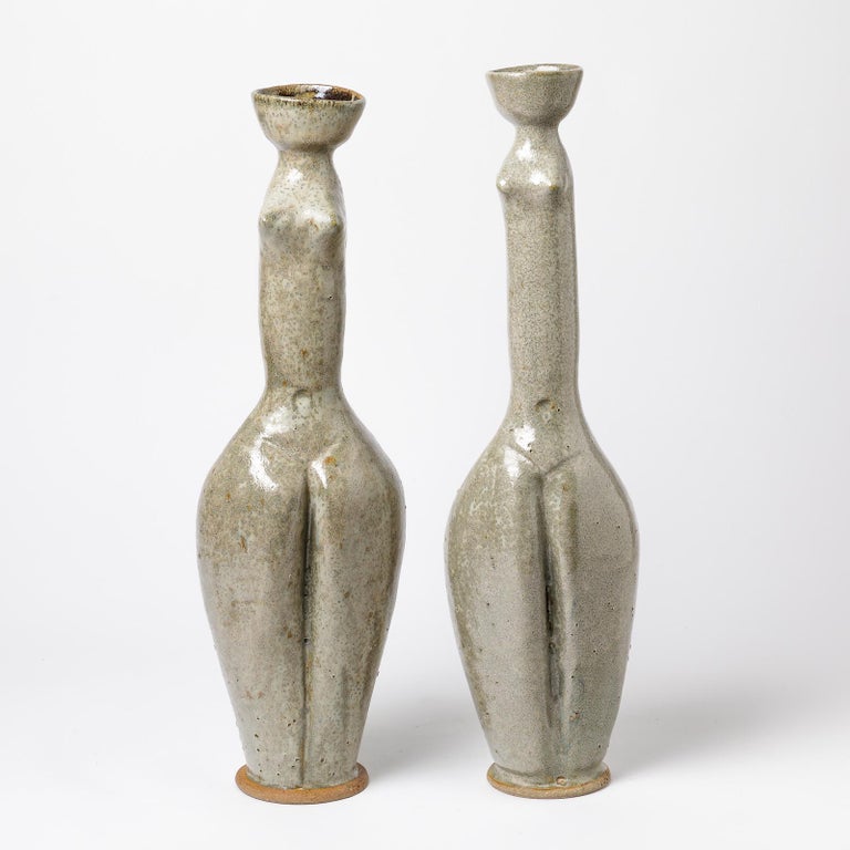 Pair of Ceramic Vases by Annie Maume, to Sancerre, circa 1980-1990 at ...