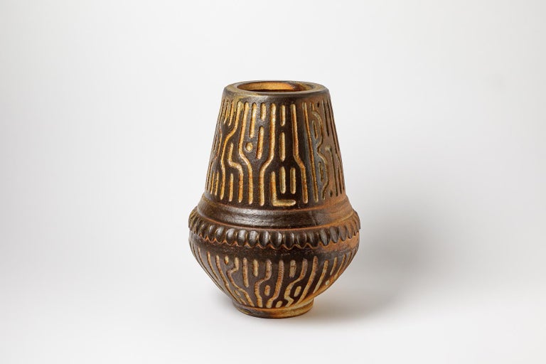 Pair of Ceramic Vases by Guieba, with Geometrical Decoration, 2022 For ...