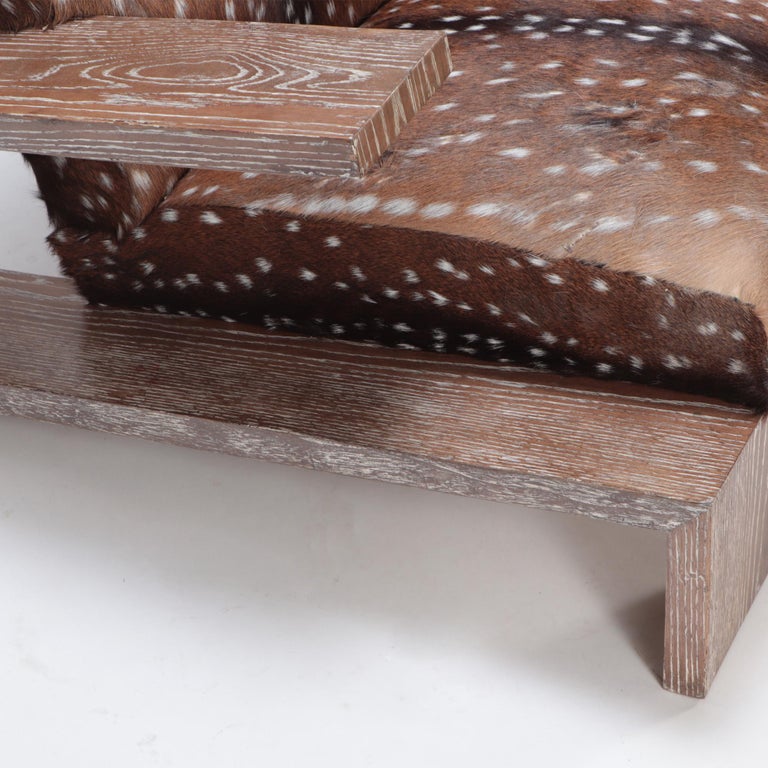 Pair of Cerused Oak and Deer Hide Chairs, Contemporary For Sale at 1stDibs