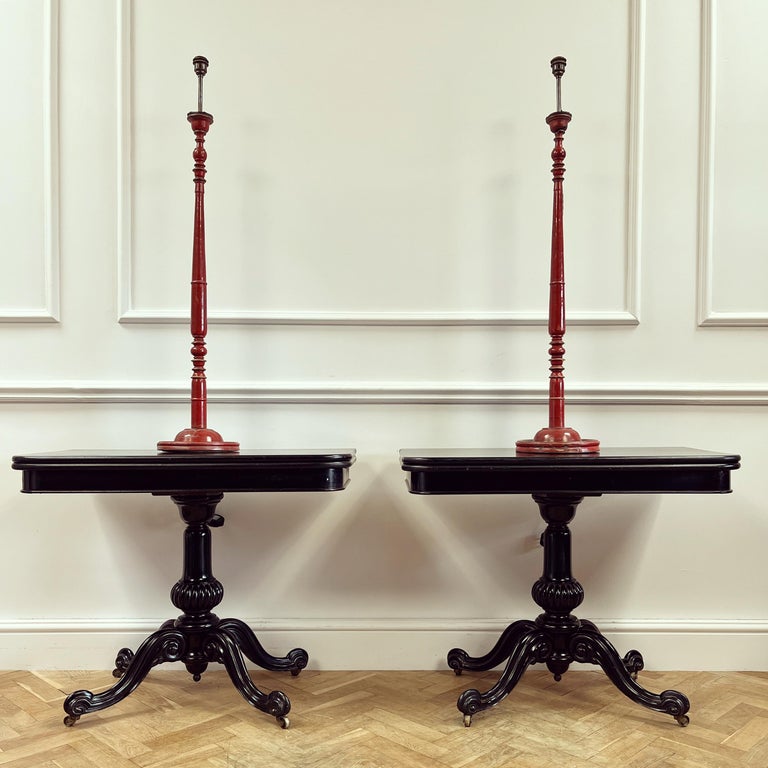 Pair of Ceylonese Polychrome Painted Reading Lamps For Sale at 1stDibs